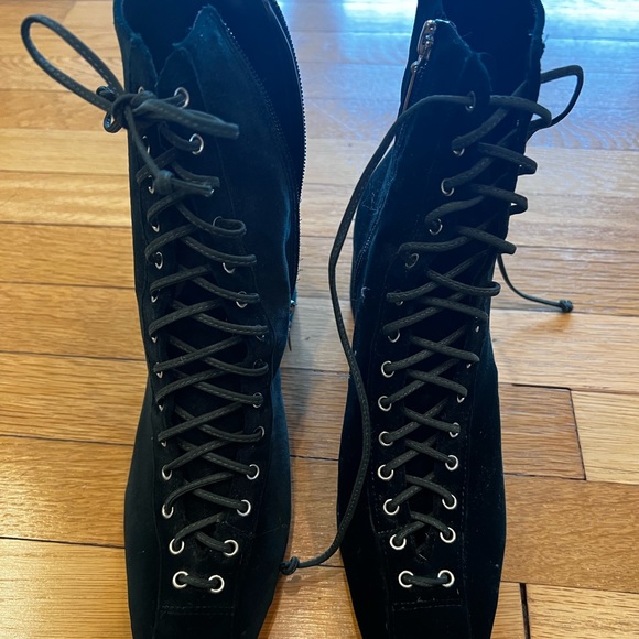 SCHUTZ | Shoes | Schutz Dark Green Velvet Booties Worn Twice Totally ...